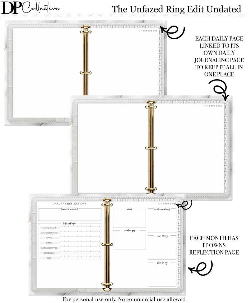 The Unfazed Planner Ring Edit (undated) | Digital Planner + Built-in ...