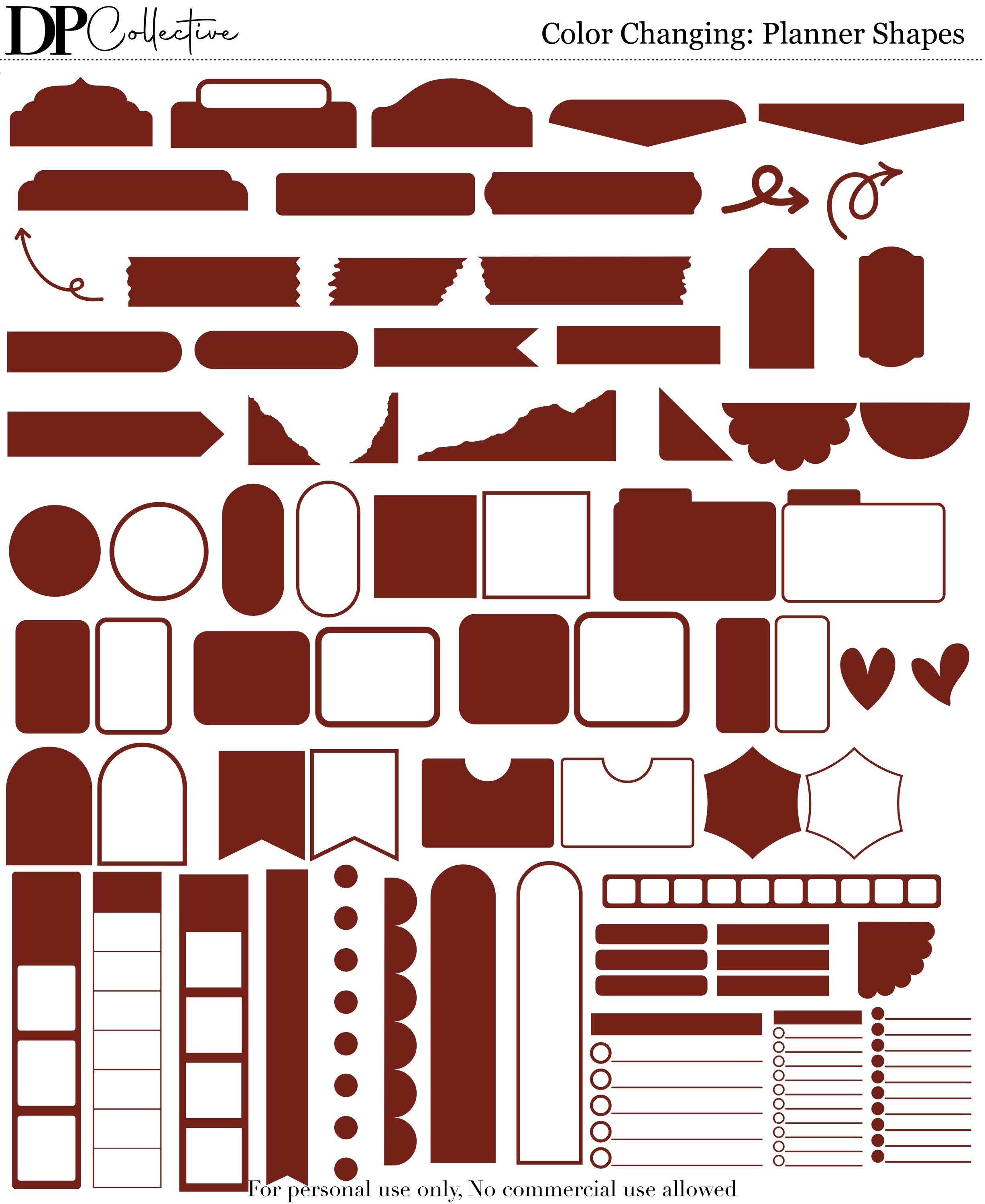 Color Changing: Planner Shapes - Etsy