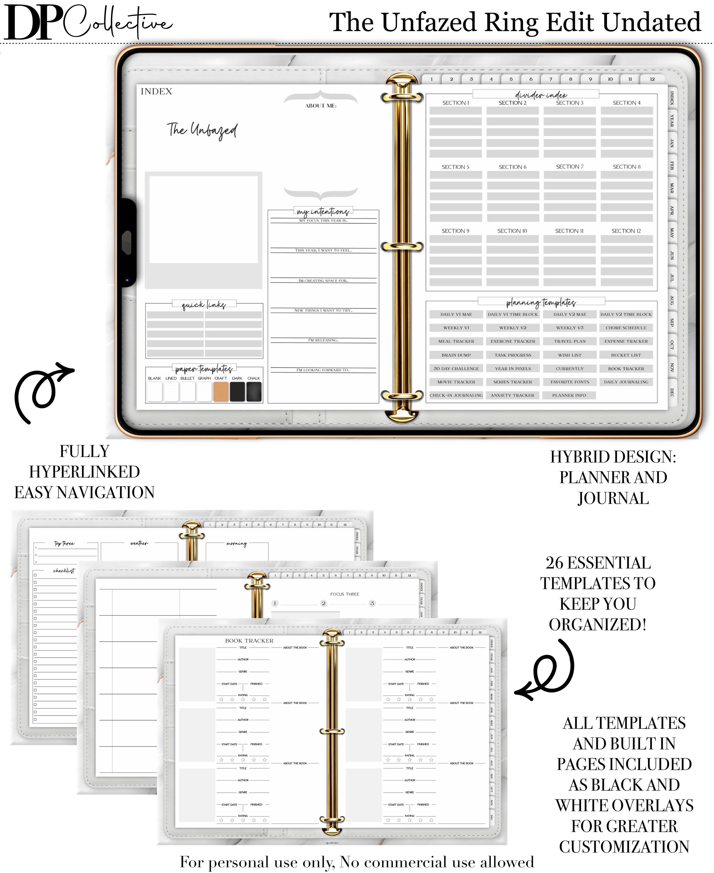 The Unfazed Planner Ring Edit (undated) | Digital Planner + Built-in ...