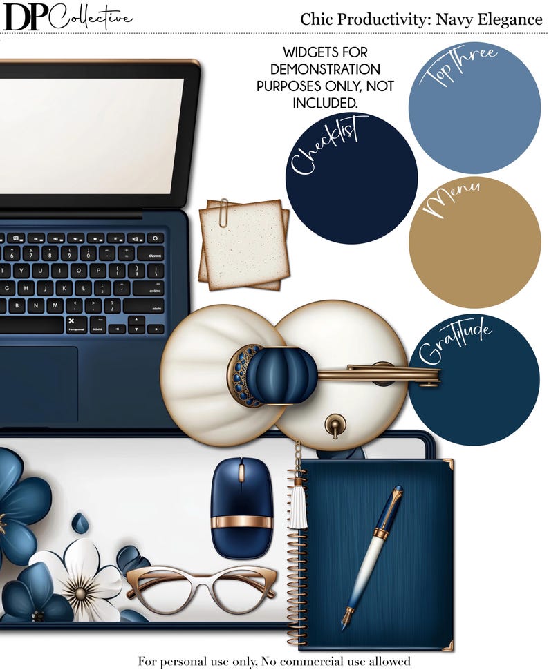 Chic Productivity: Navy Elegance - Etsy
