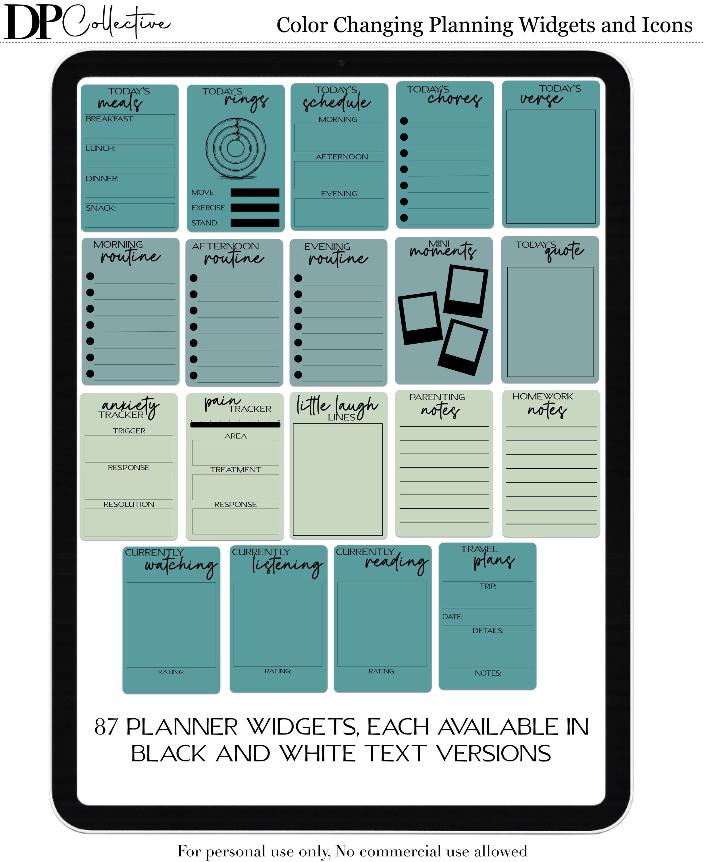 Color Changing Planning Widgets and Icons - Etsy