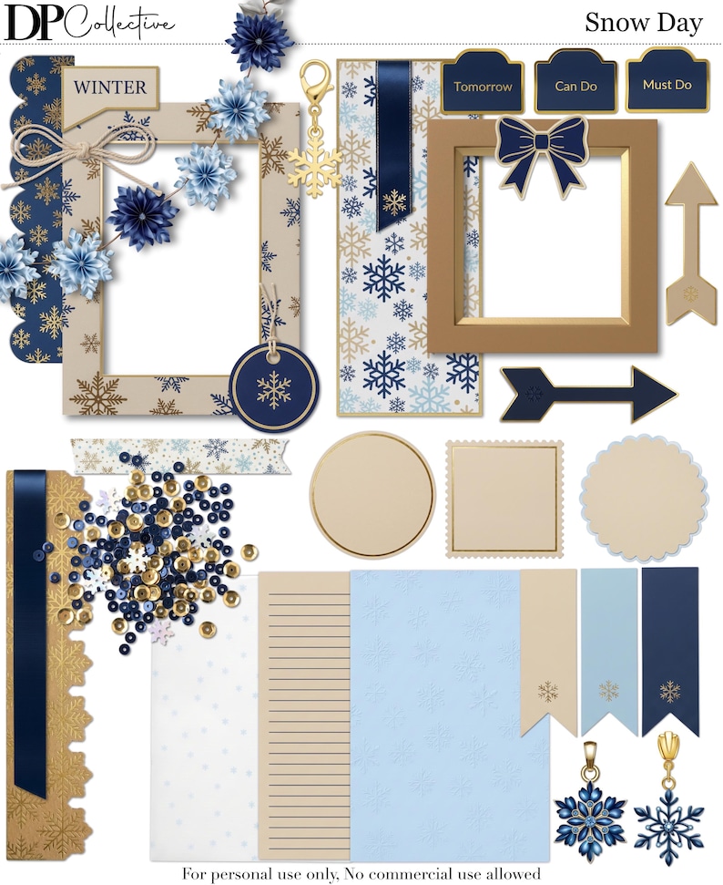 Snow Day Digital Sticker Pack | 100 Winter Stickers PNG + Noteful ...