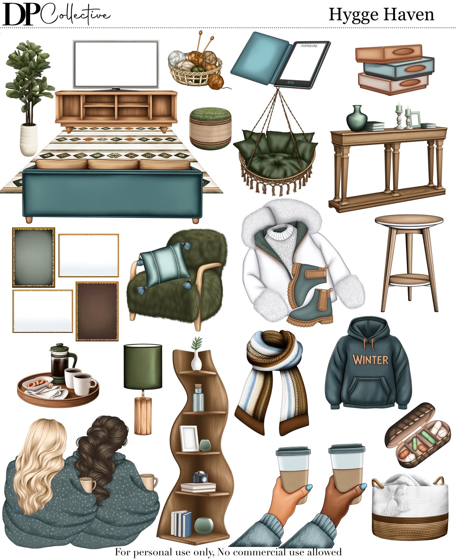 Hygge Haven Digital Stickers: Cozy Winter Planner (goodnotes, PNG) - Etsy