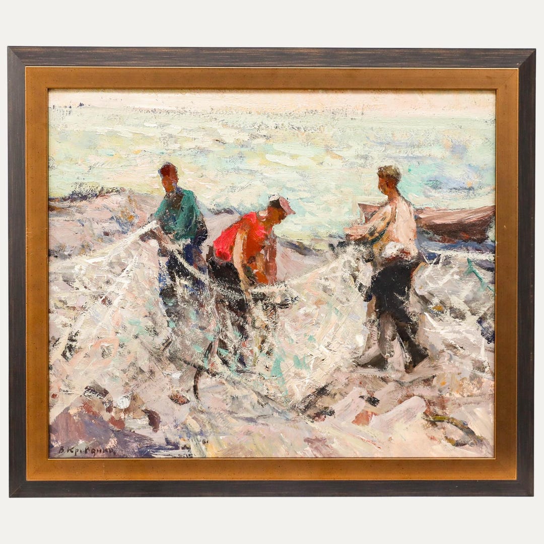 Russian Mid 20th Century Oil - Unraveling the Nets Original Vintage ...