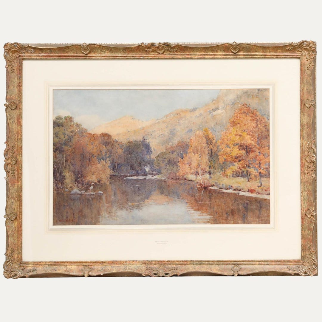 Willie Stephenson (1857-1938) - Watercolour, Heron in an Autumn ...