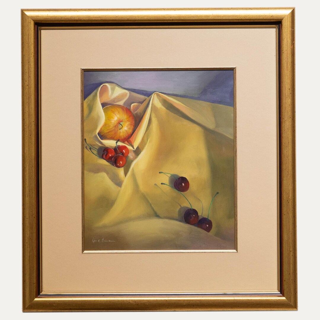 June Bevan (b.1927) - 20th Century Oil, Royal Gala With Six Cherries ...