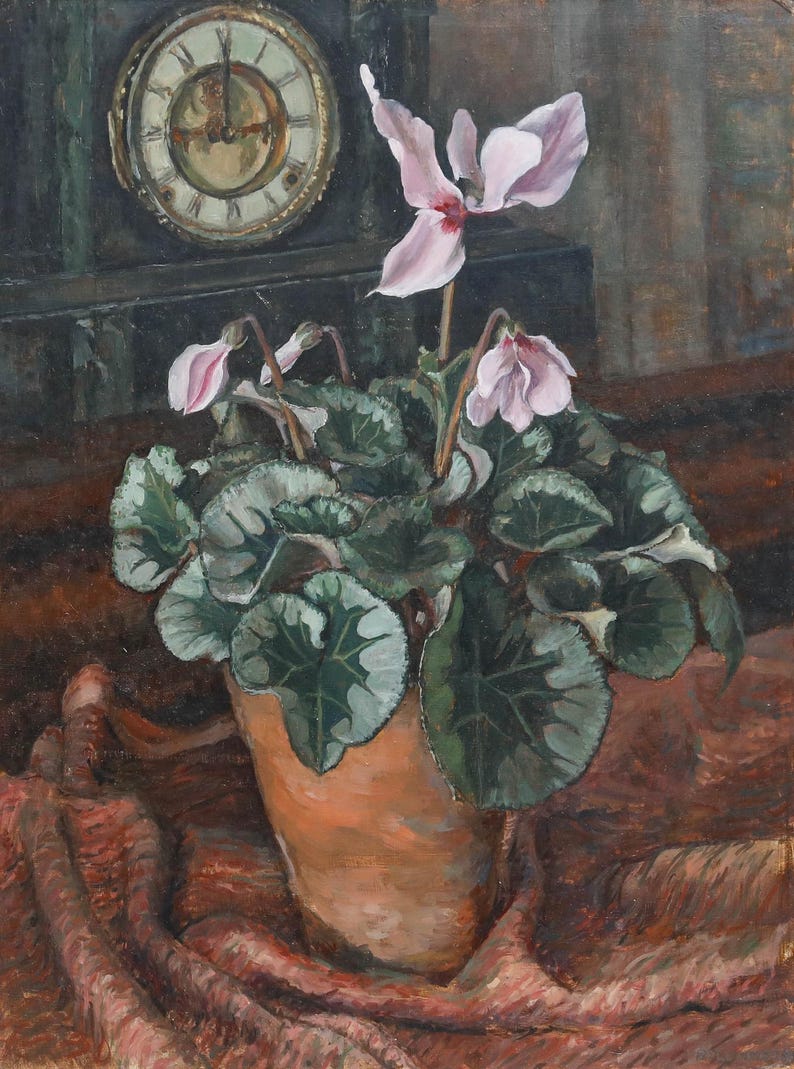 Pauline Plummer (b.1933) - 20th Century Oil, Pink Cyclamen Original ...