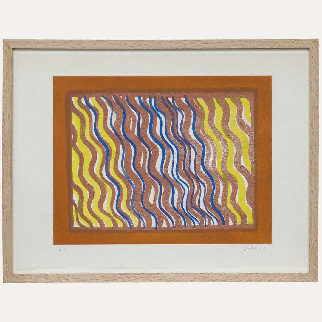 Modernist 1973 Aquatint - Abstract Waves Original Vintage Antique ...