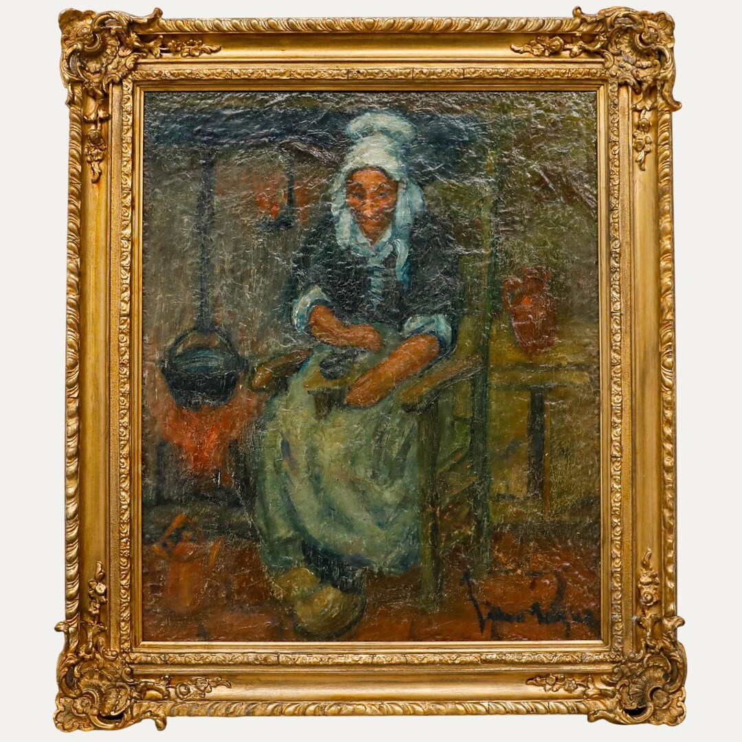 Late 19th Century Oil - Flemish Woman Original Vintage Antique Artwork ...