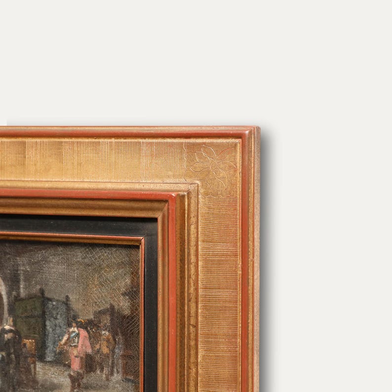 19th Century Oil - French Reception Room Original Vintage Antique ...