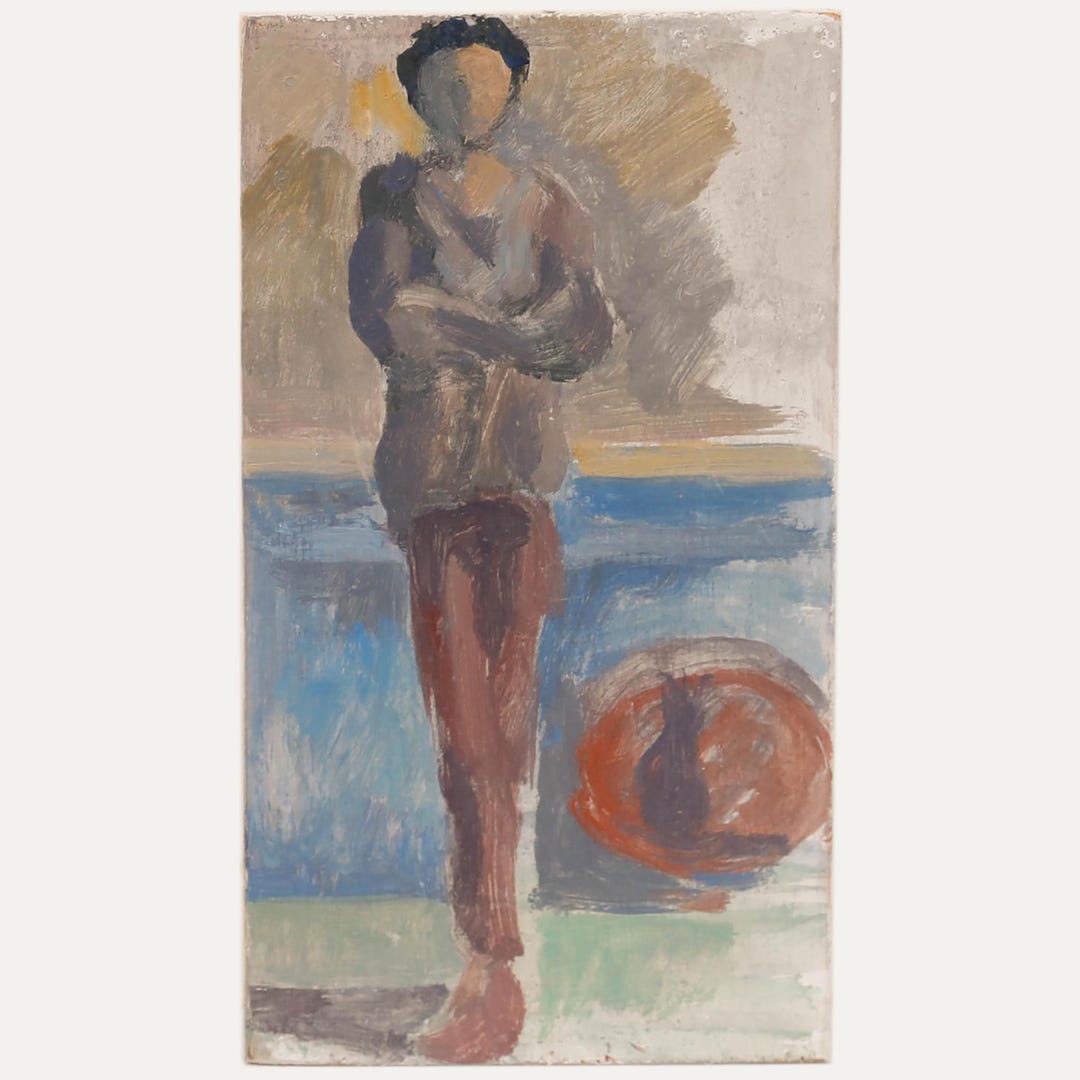 Bernadette Kelly (b.1933) - Mid 20th Century Oil, Man in a Beret ...