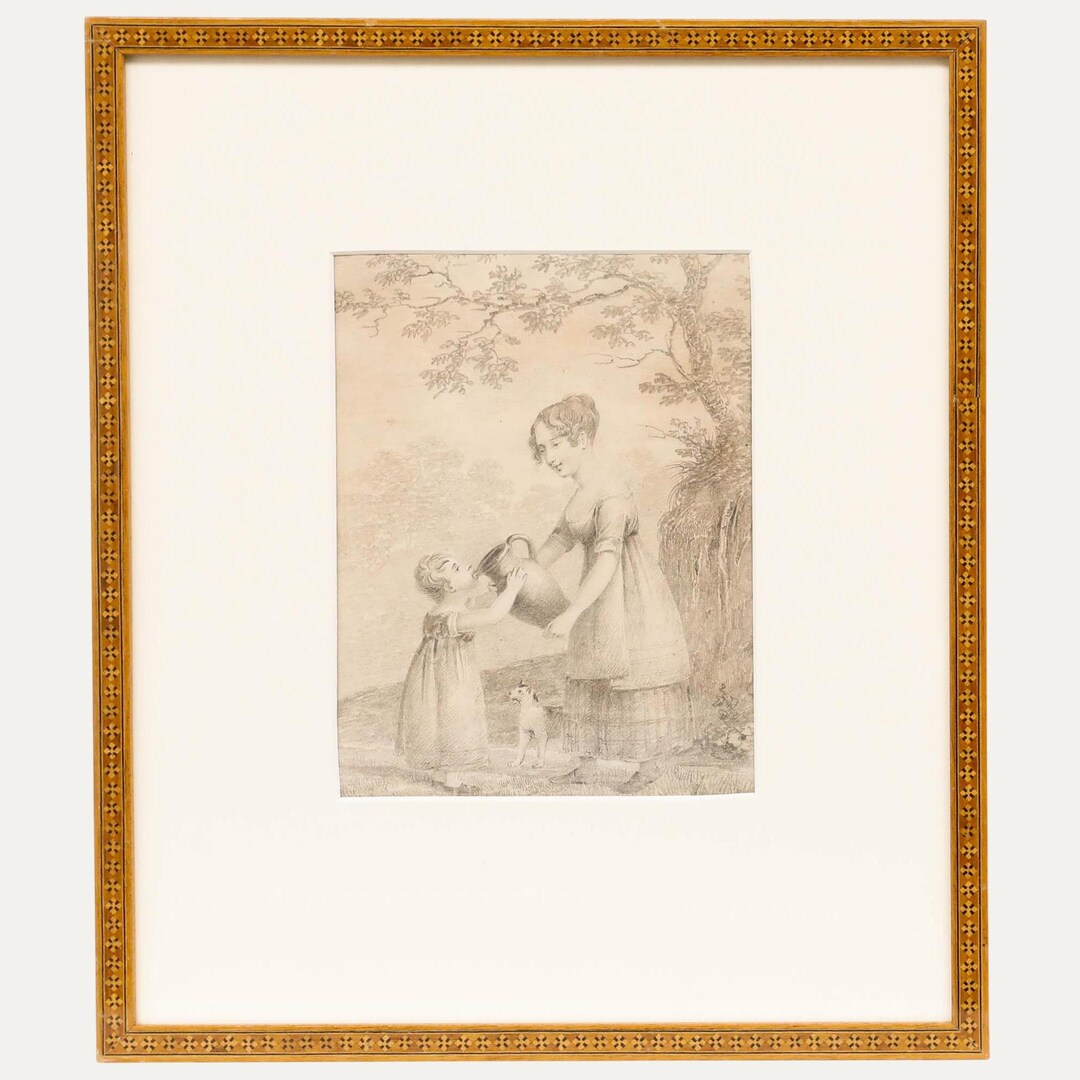 Early 19th Century Graphite Drawing - A Moment to Rest Original Vintage ...