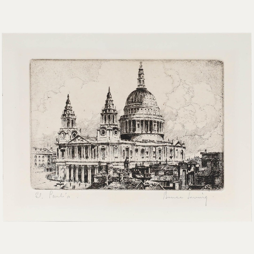 Bruce Irving - Early 20th Century Etching, St Paul's Original Vintage ...