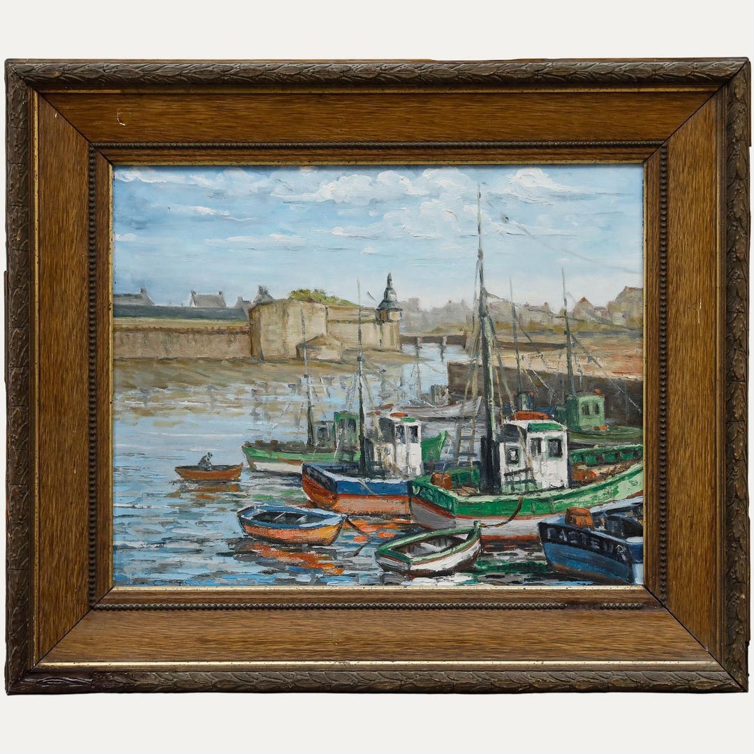 M. Pensec - Framed 20th Century Oil, Le Port De Concarneau Original ...