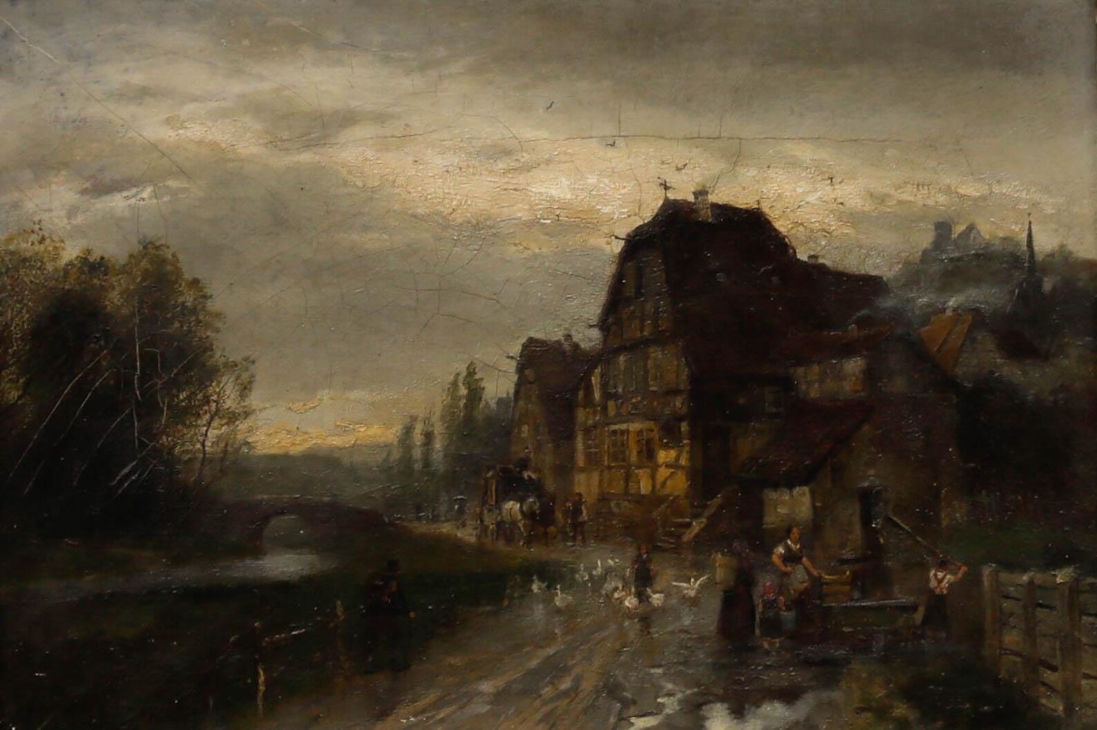 Wilhelm Ritter (1860-1948) - German School Oil, at the Village Well ...