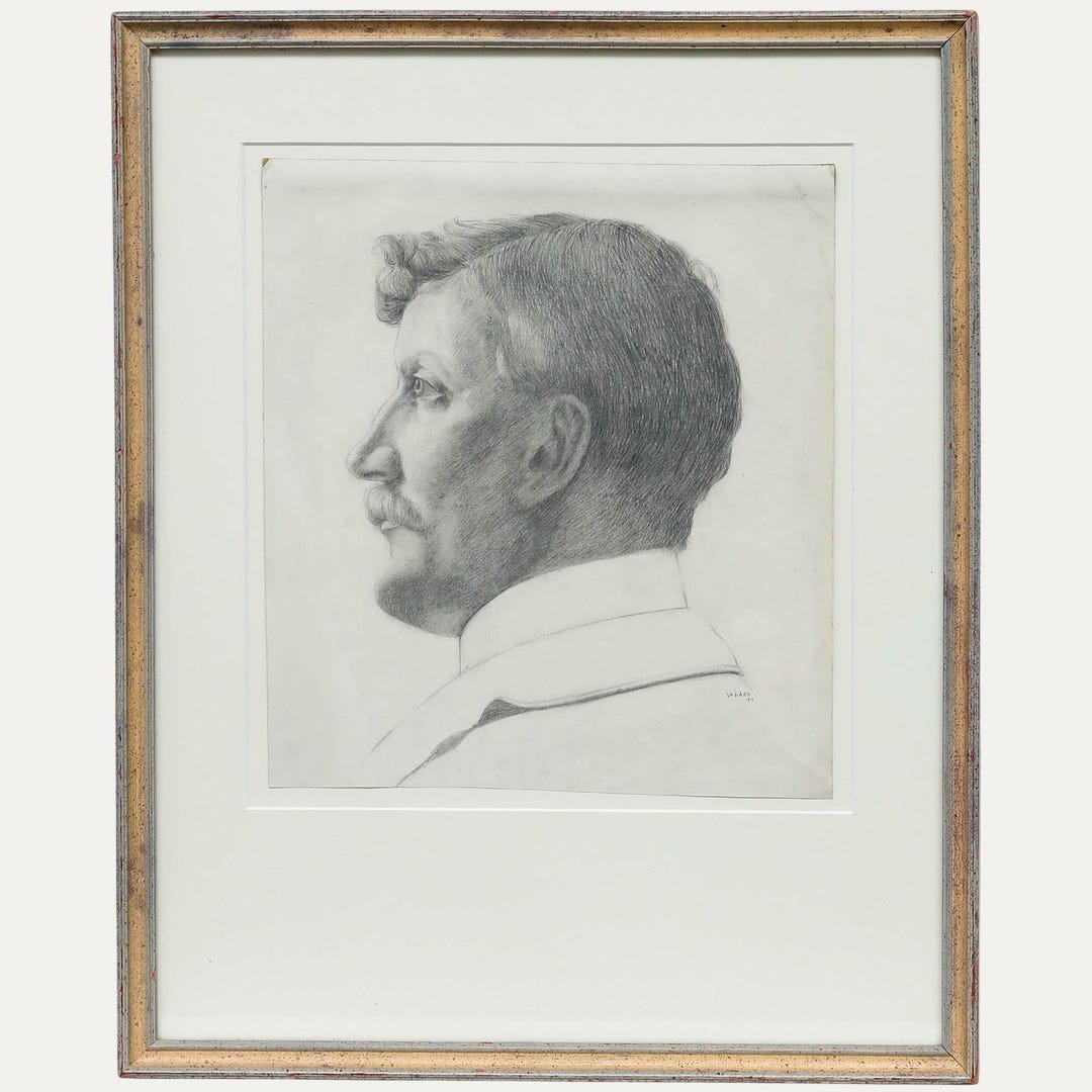 William Henry Ladd - 1912 Graphite Drawing, Portrait of a Gentleman in ...