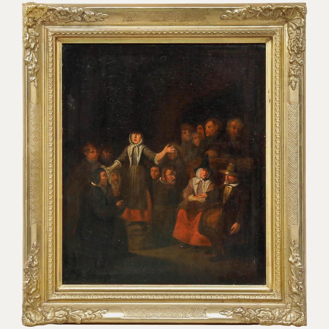 18th Century Oil - the Pilgrim's Vision Original Vintage Antique ...