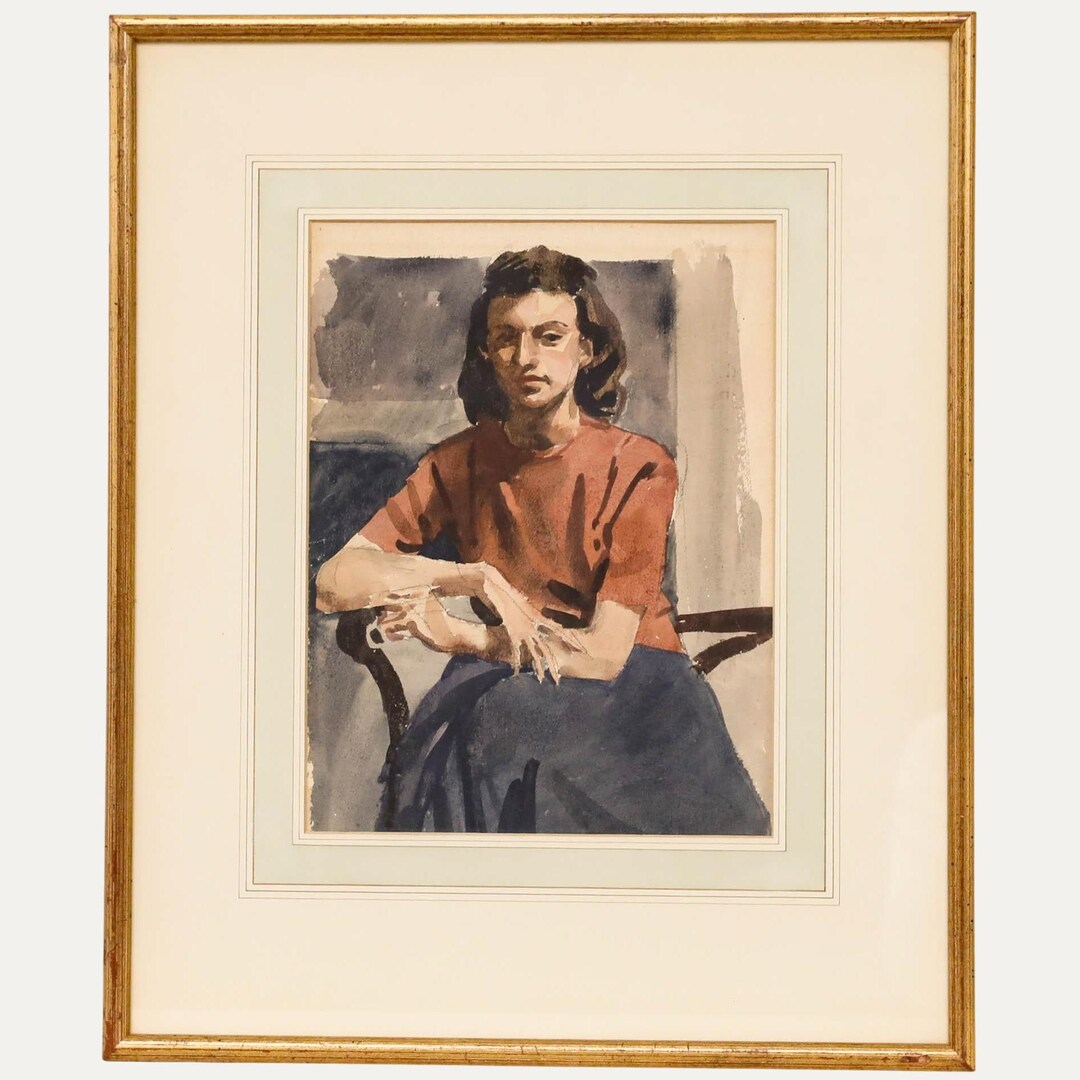 Nicholas Solovioff (1927-1994) - 1949 Watercolour, Portrait of Cecil ...