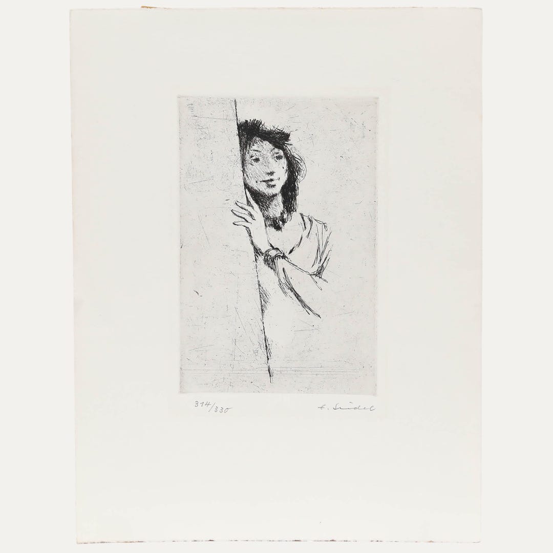 Erich Seidel (1895-1984) - 20th Century Drypoint, Hidden Smile Original ...