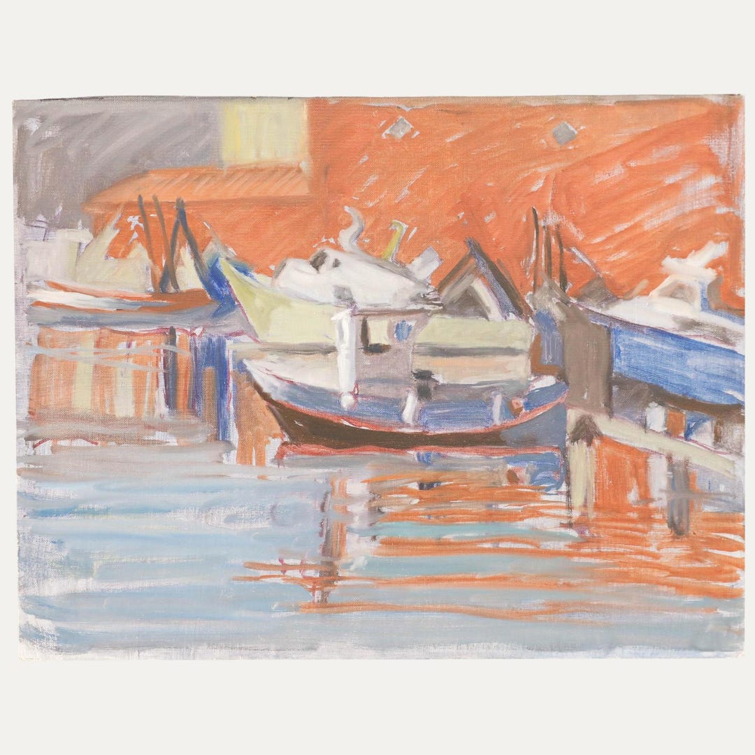 Pauline Plummer (b.1933) - 20th Century Oil, Commercial Harbour ...