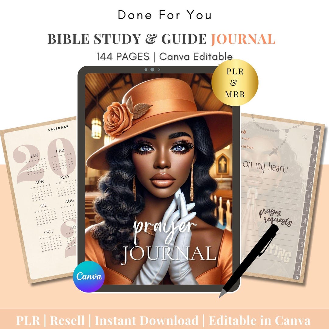 Digital Bible Study Prayer Journal Dfy Canva Resell Planner Template ...
