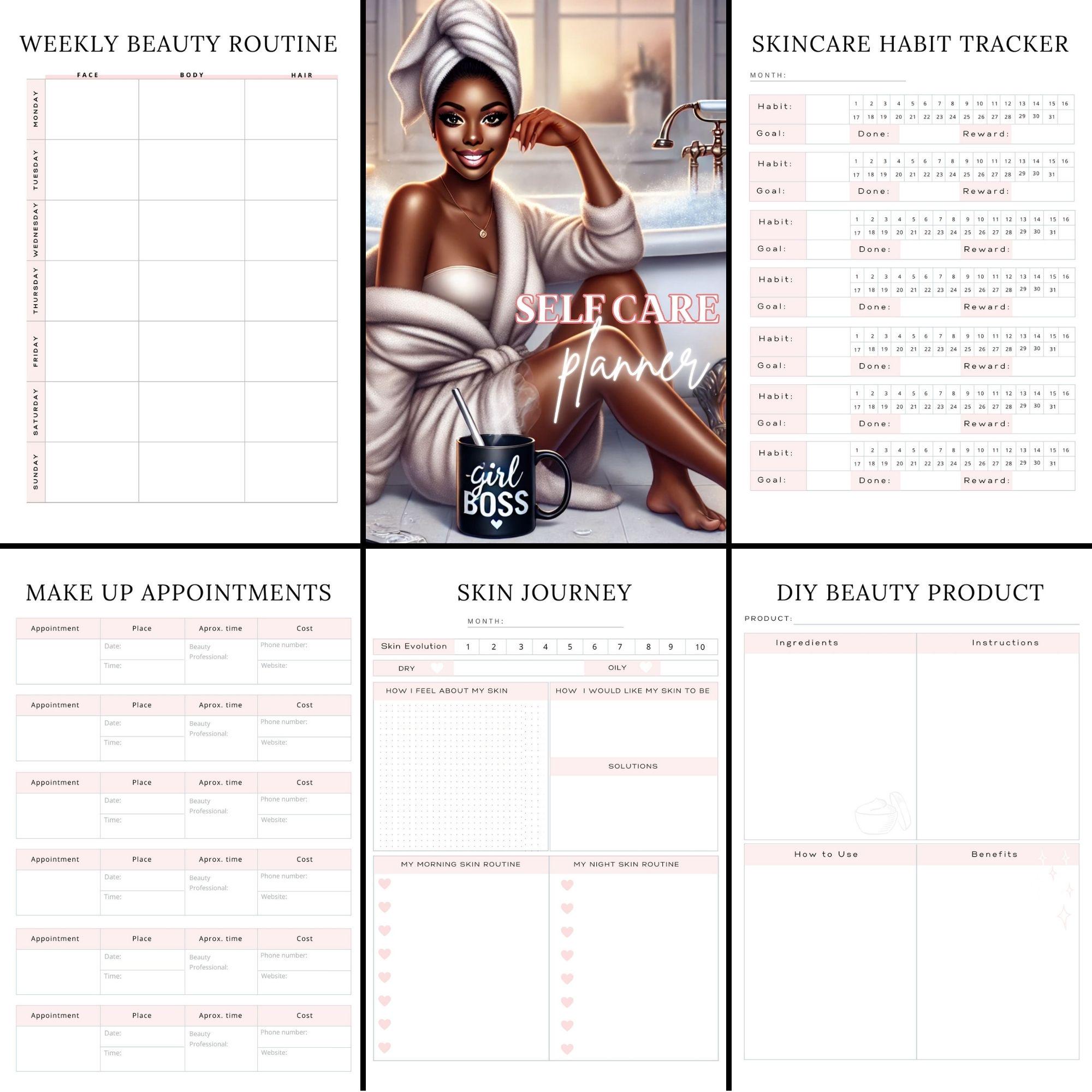 Self Care Digital Planner Resell, Dfy Skin Care Schedule Routine Wellness Planner for iPad ...