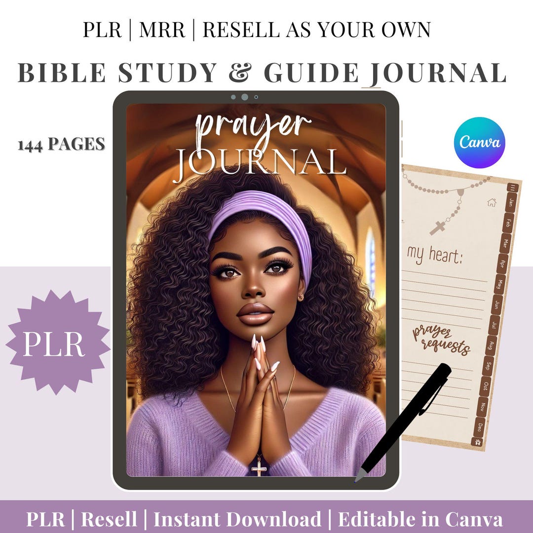 PLR Digital Bible Study Prayer Journal Dfy Canva Resell Template ...