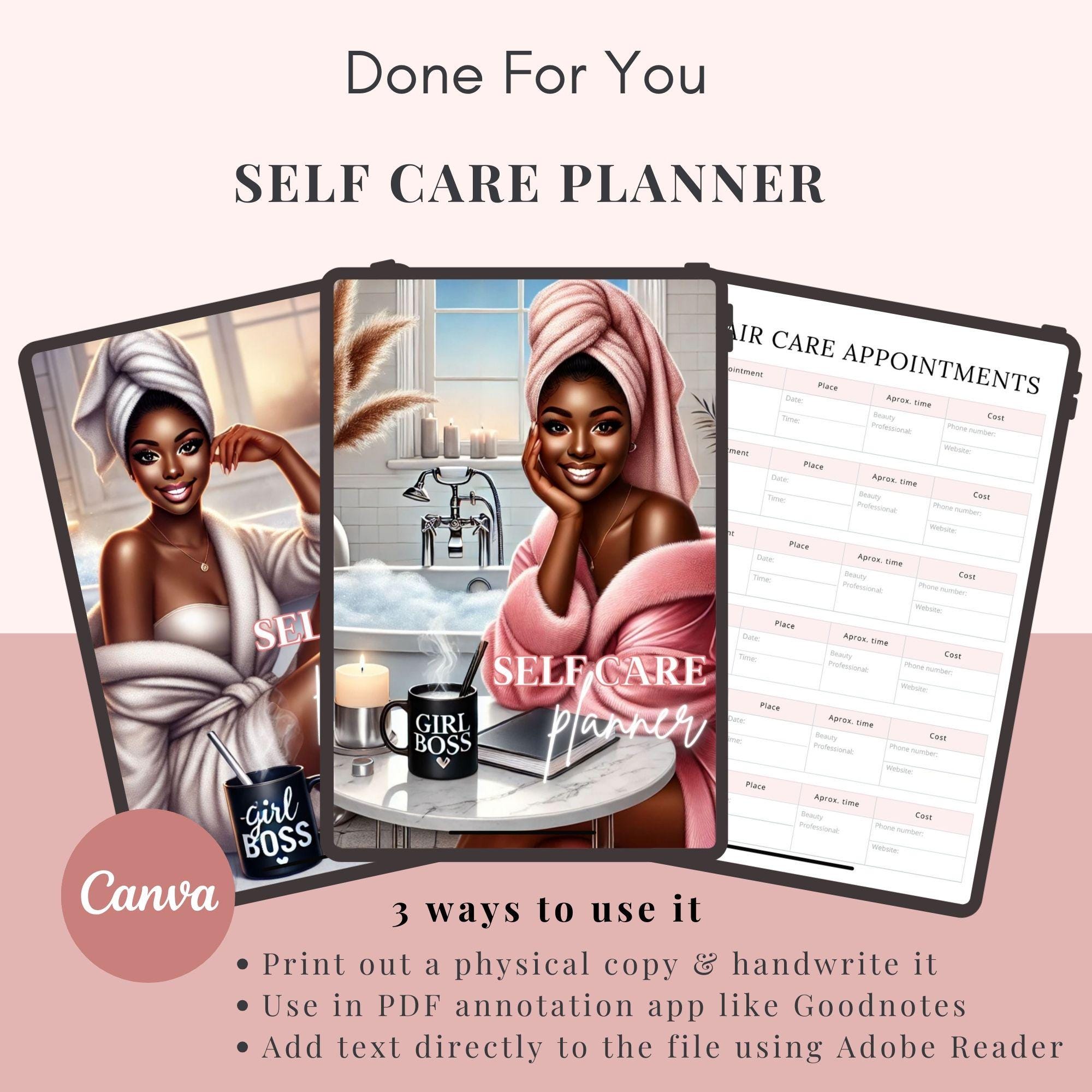 Self Care Digital Planner Resell, Dfy Skin Care Schedule Routine Wellness Planner for iPad ...