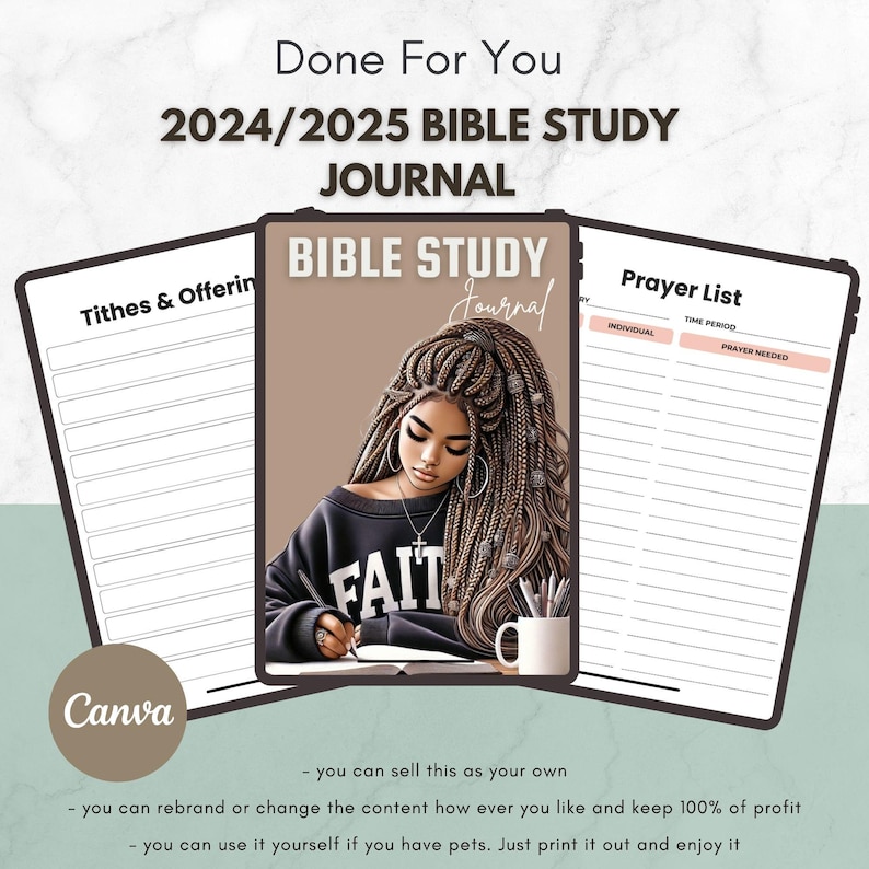 PLR 2026 Digital Bible Study Journal Dfy Canva Resell Template ...