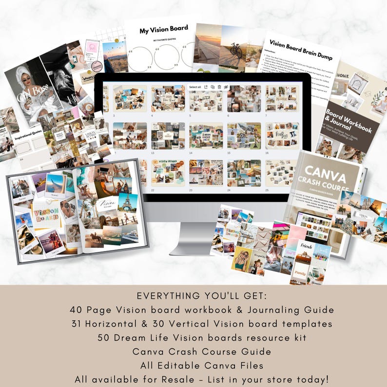 Vision Board MRR 2025 Manifest Happiness Printable Bundle, Mood Board ...