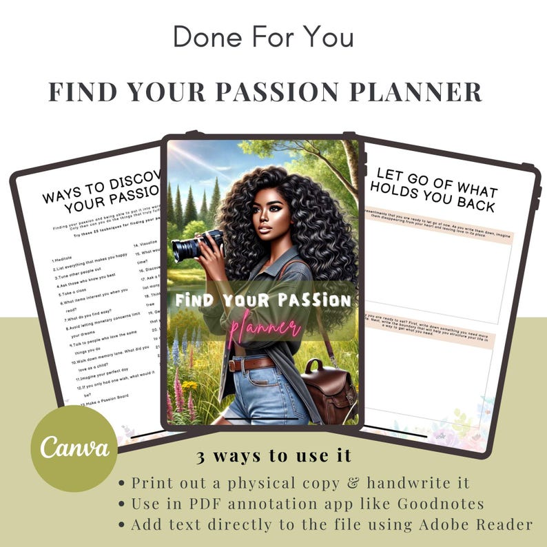 PLR Digital Planner Find Your Passion Journal With Master Resell Rights ...