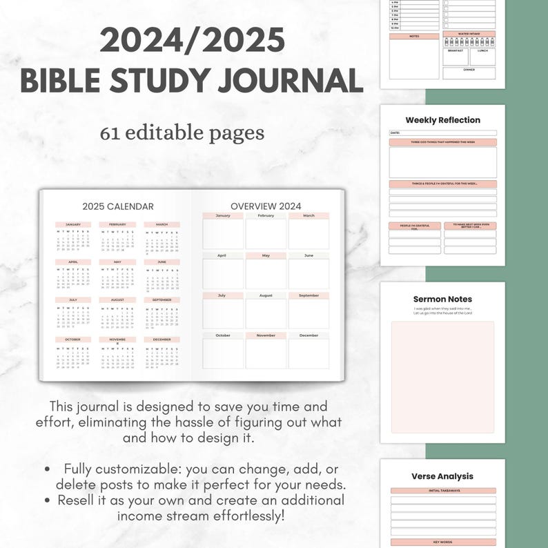 PLR 2026 Digital Bible Study Journal Dfy Canva Resell Template ...