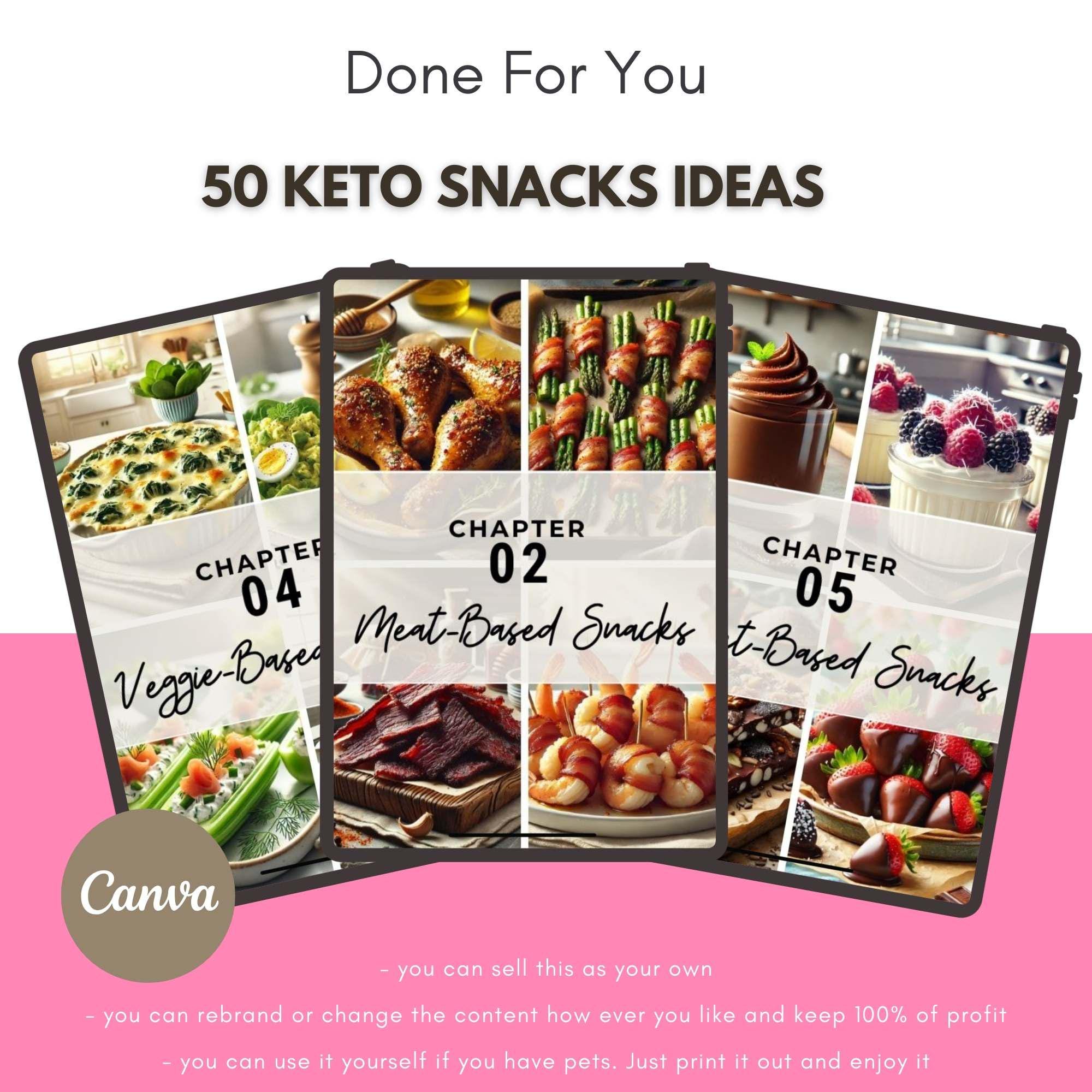 50 Keto Snack Ideas PLR, Keto Meal Planner, Keto Diet Cookbook, Weight ...