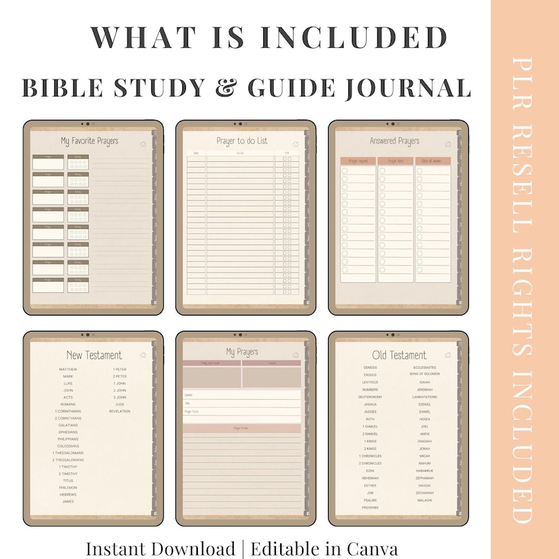 Digital Bible Study Prayer Journal Dfy Canva Resell Planner Template ...