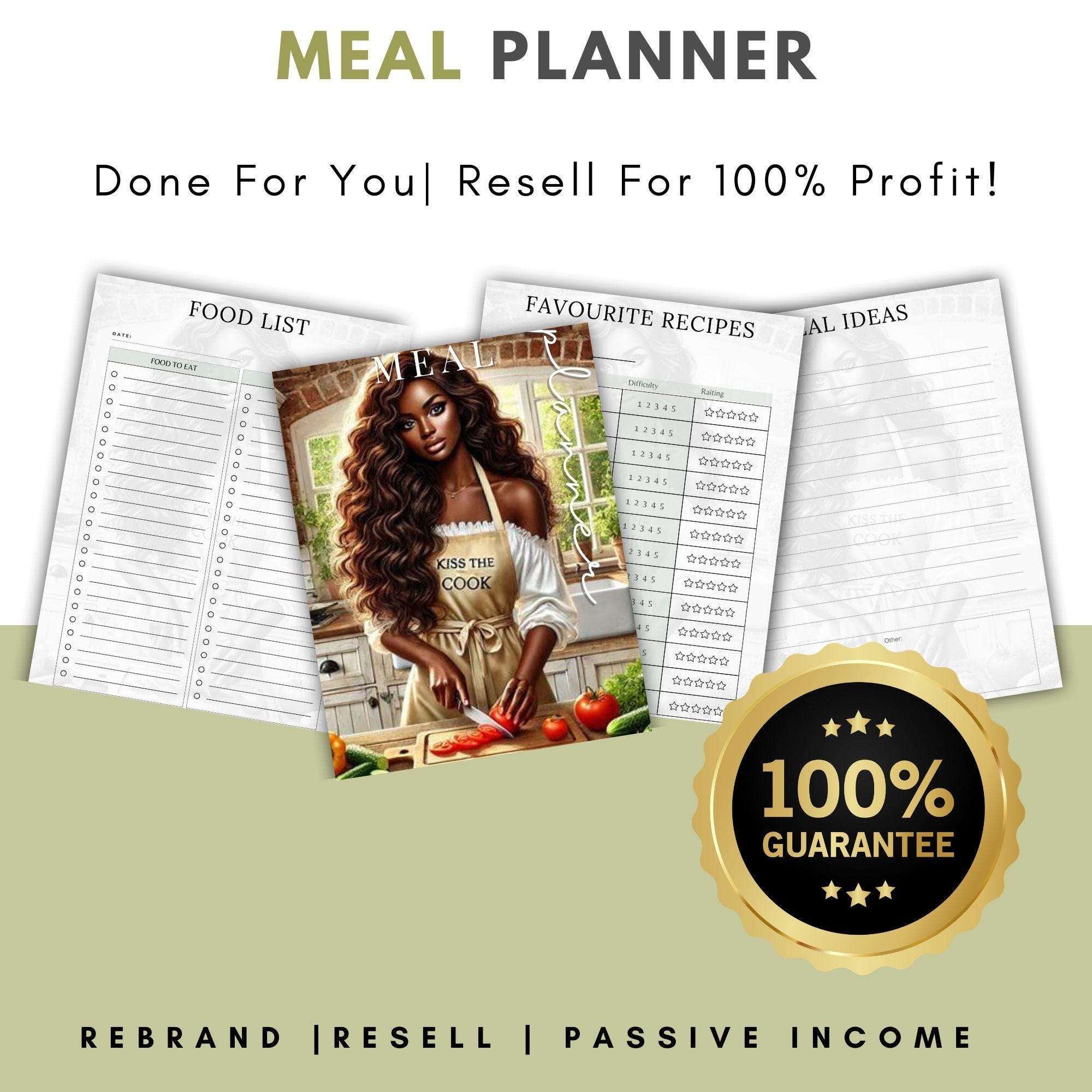 Meal Planner Digital Meal Prep Planner PLR, Printable Daily Weekly Meal Plan Template With ...