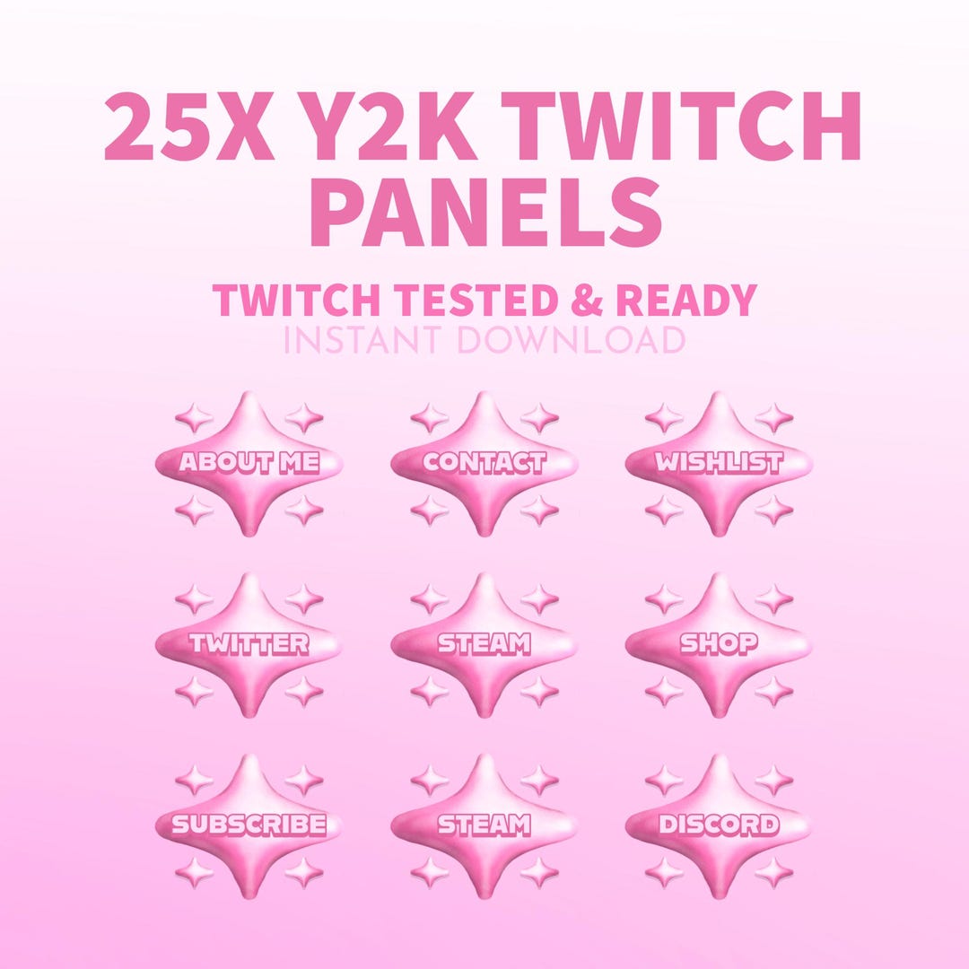 25x Y2K Pink Panels for Twitch, Aesthetic & Cute for Streamer and ...
