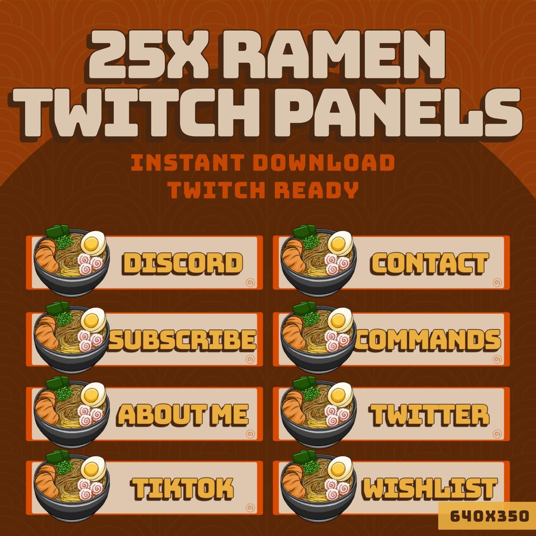 25x Food Ramen Twitch Panels for Content Creators/streamers High ...