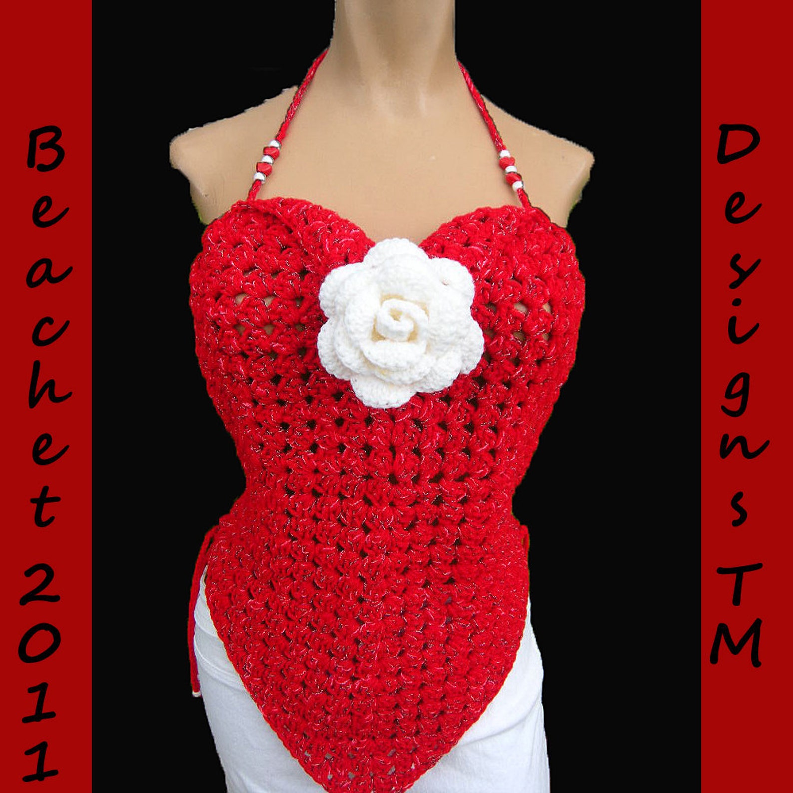 Crochet Halter Top Heart Shaped Bodice Corset Lace Back - Etsy