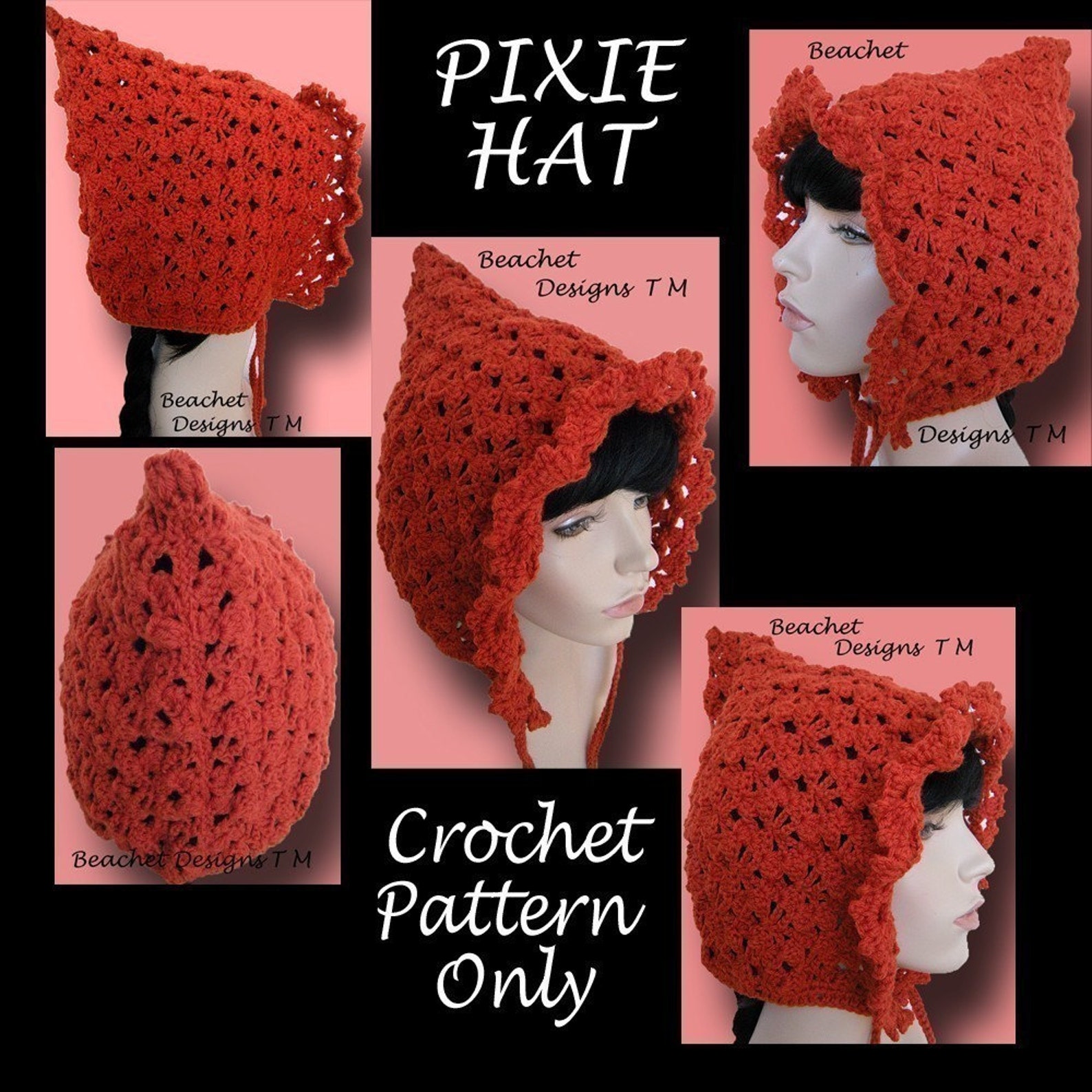 Pixie Gnome Hat Crochet Pattern PDF - Etsy