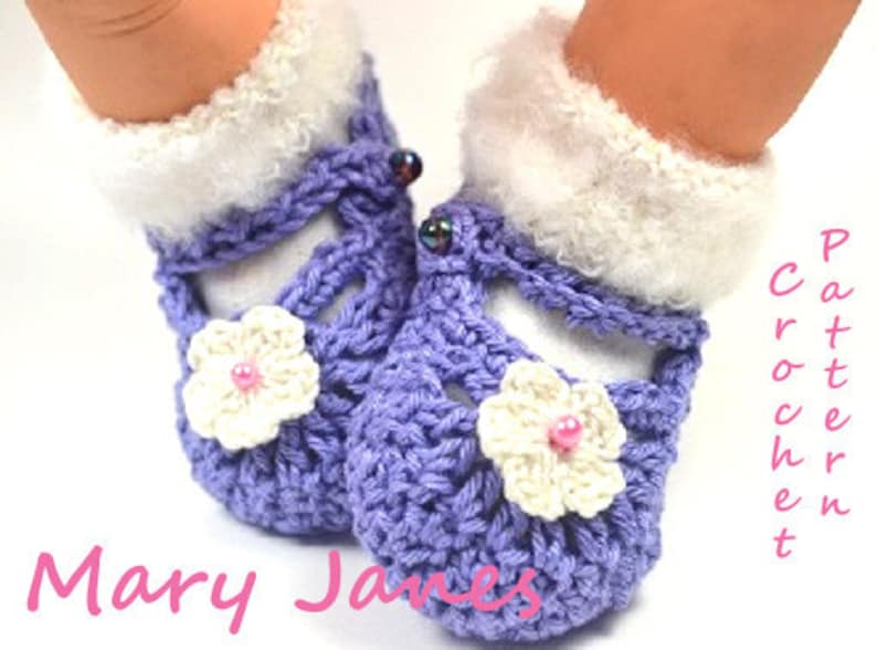 Baby Mary Jane Crochet Shoes Pattern 4 Sizes PDF - Etsy