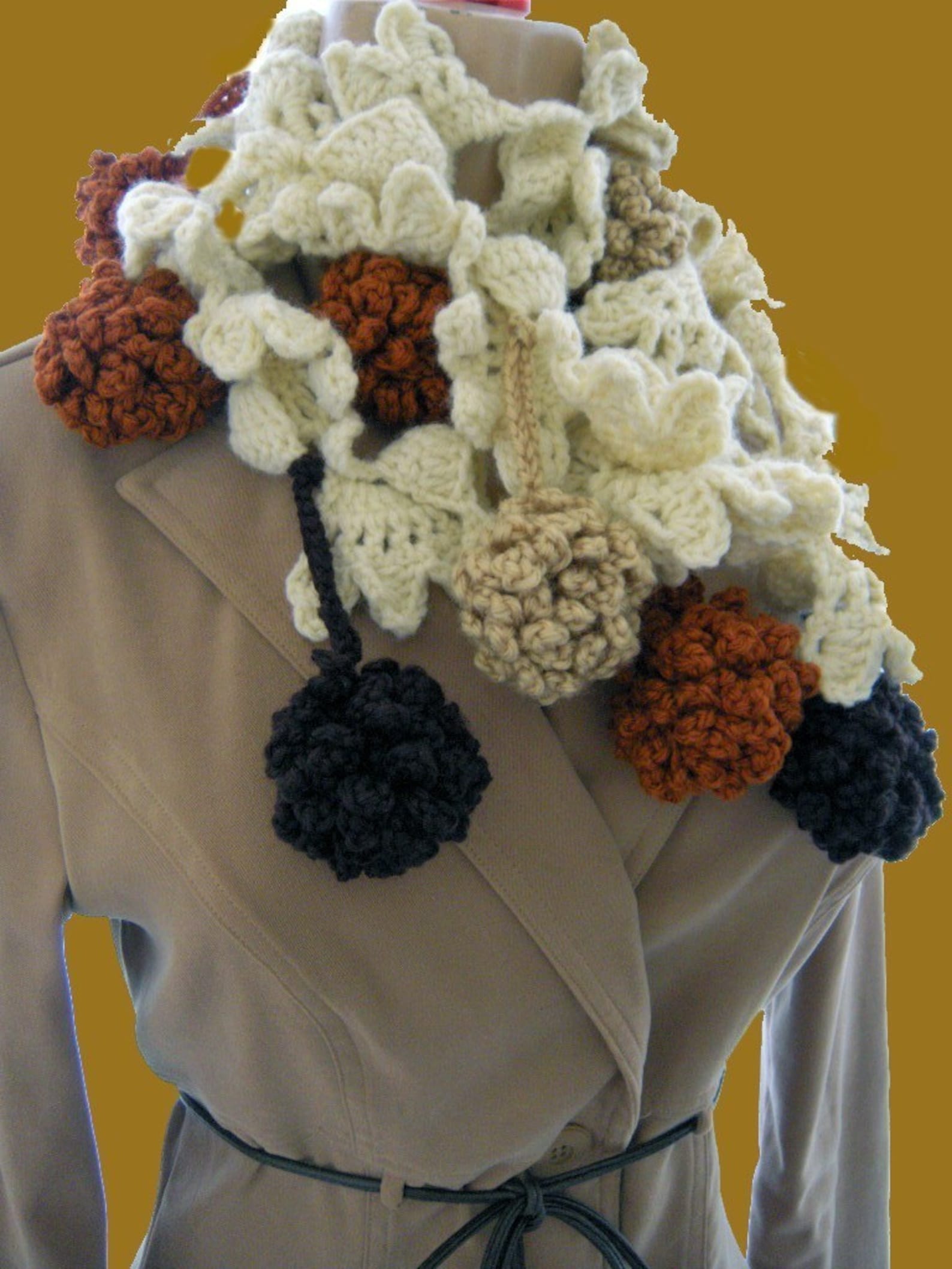 Pom Pom Fan Scarf Crochet Pattern PDF - Etsy