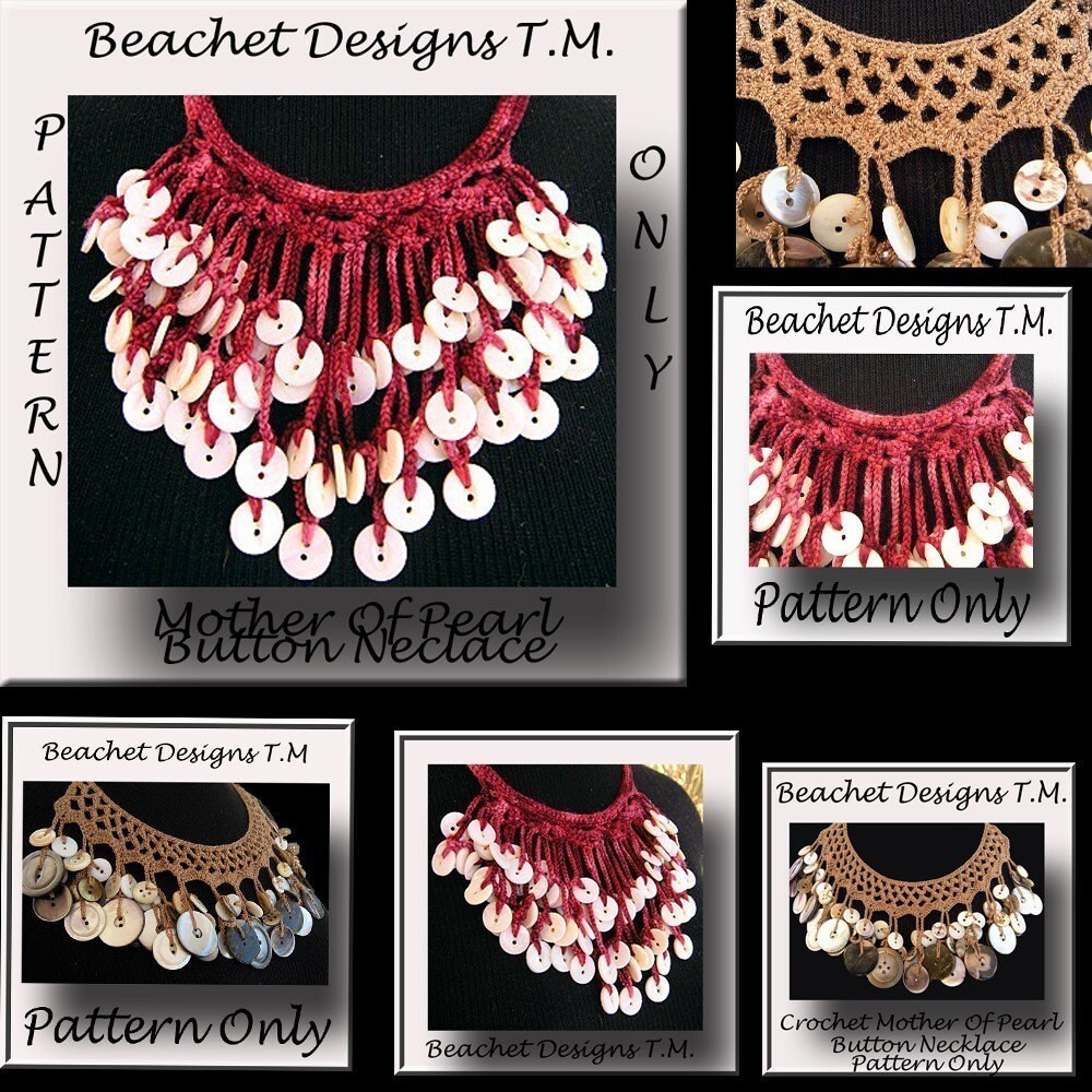 Crochet Button Necklace 2 Patterns PDF - Etsy