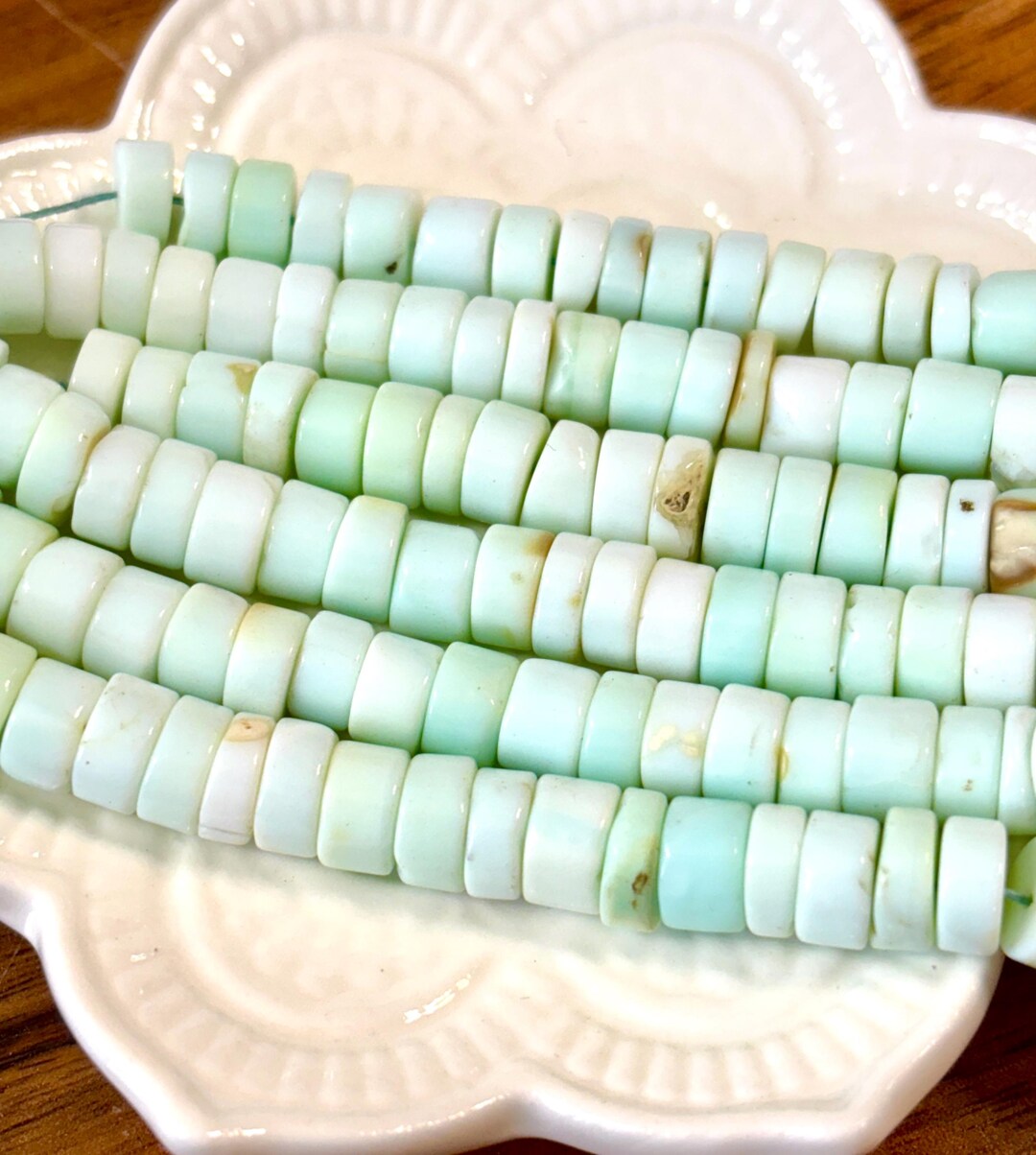 Peruvian Opal Heishi Beads One Whole 14 Inch Strand Pale Milky Mint ...