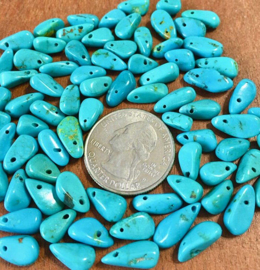 Premium American TURQUOISE Tear Drop Shaped Beads Top Drilled Pack of 6 ...