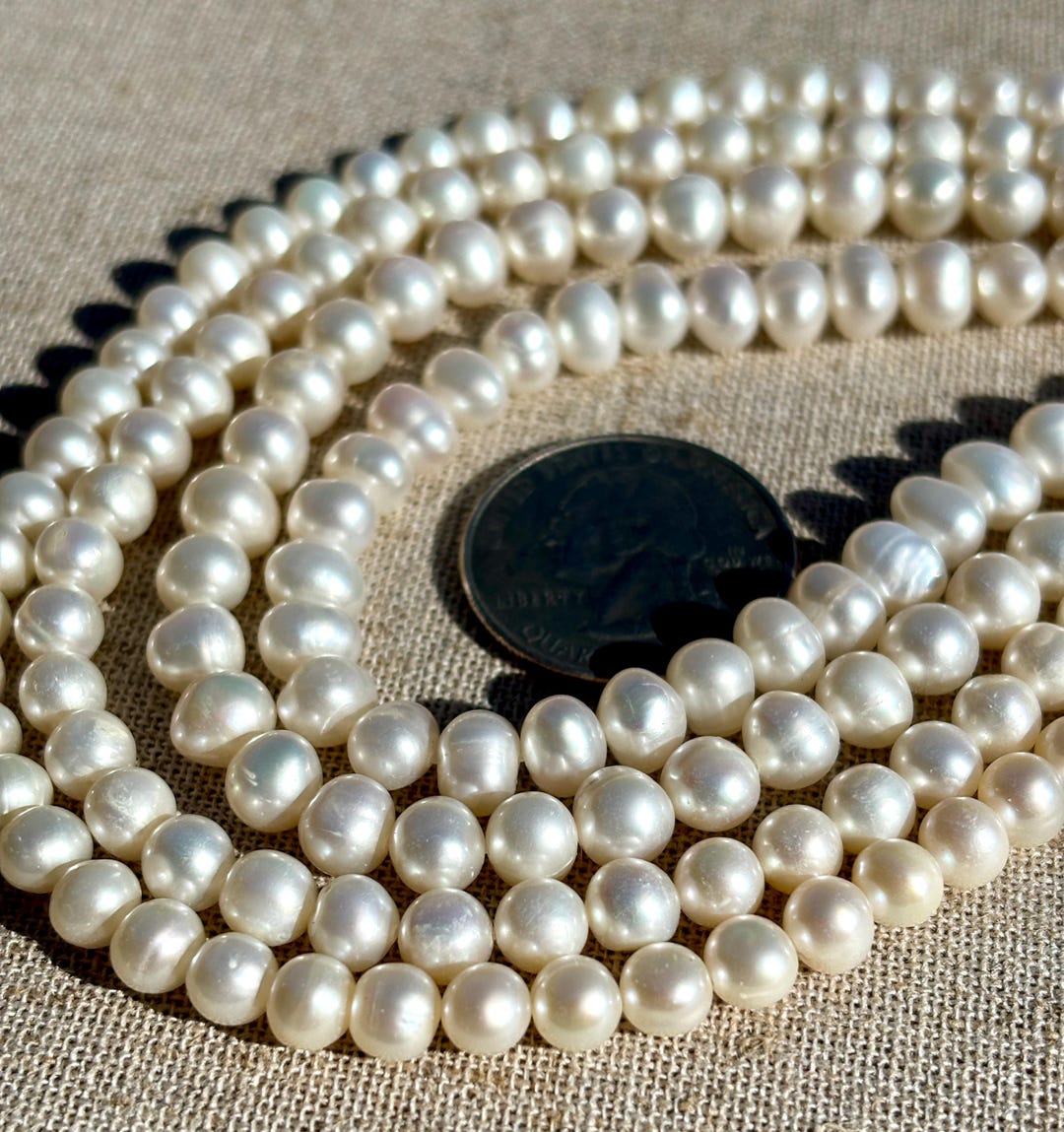 Fresh Water Pearls Natural White Ivory Color Small 5-6mm off Round ...