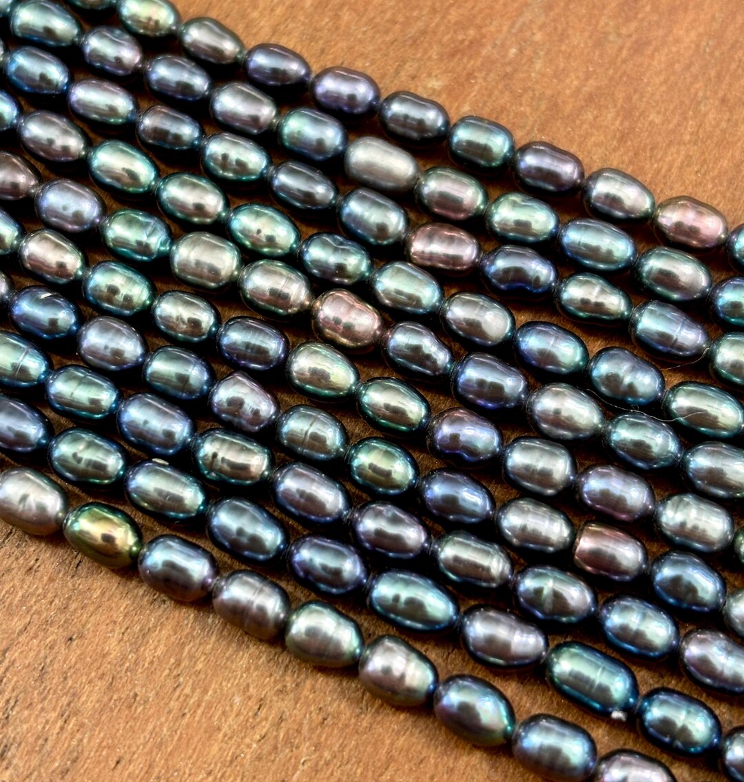 Fresh Water Rice Pearls Tiny Lovely Peacock Color WHOLE Strand - Etsy
