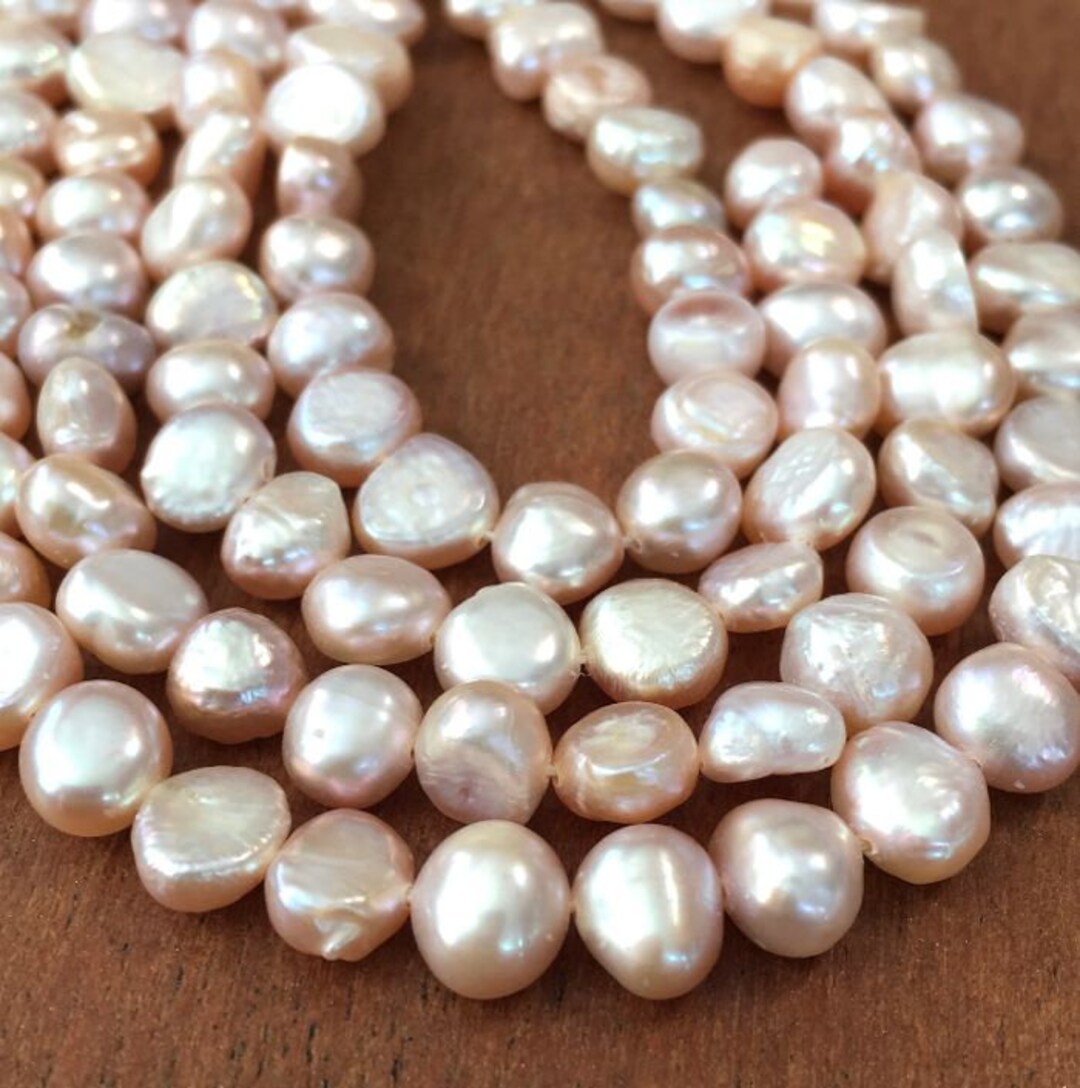 Fresh Water Nugget Pearls Lovely Creamy Mauve/peach Color WHOLE Strand ...