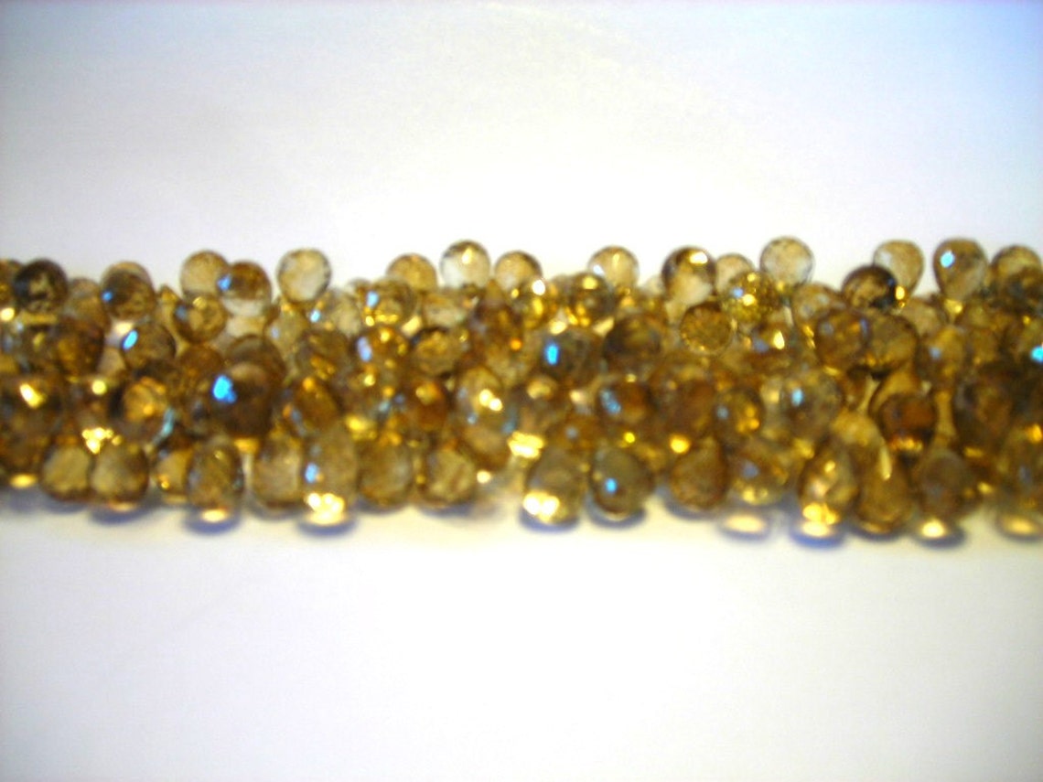 Mystic Honey Cognac Quartz Faceted Drops 6 Pieces | Etsy