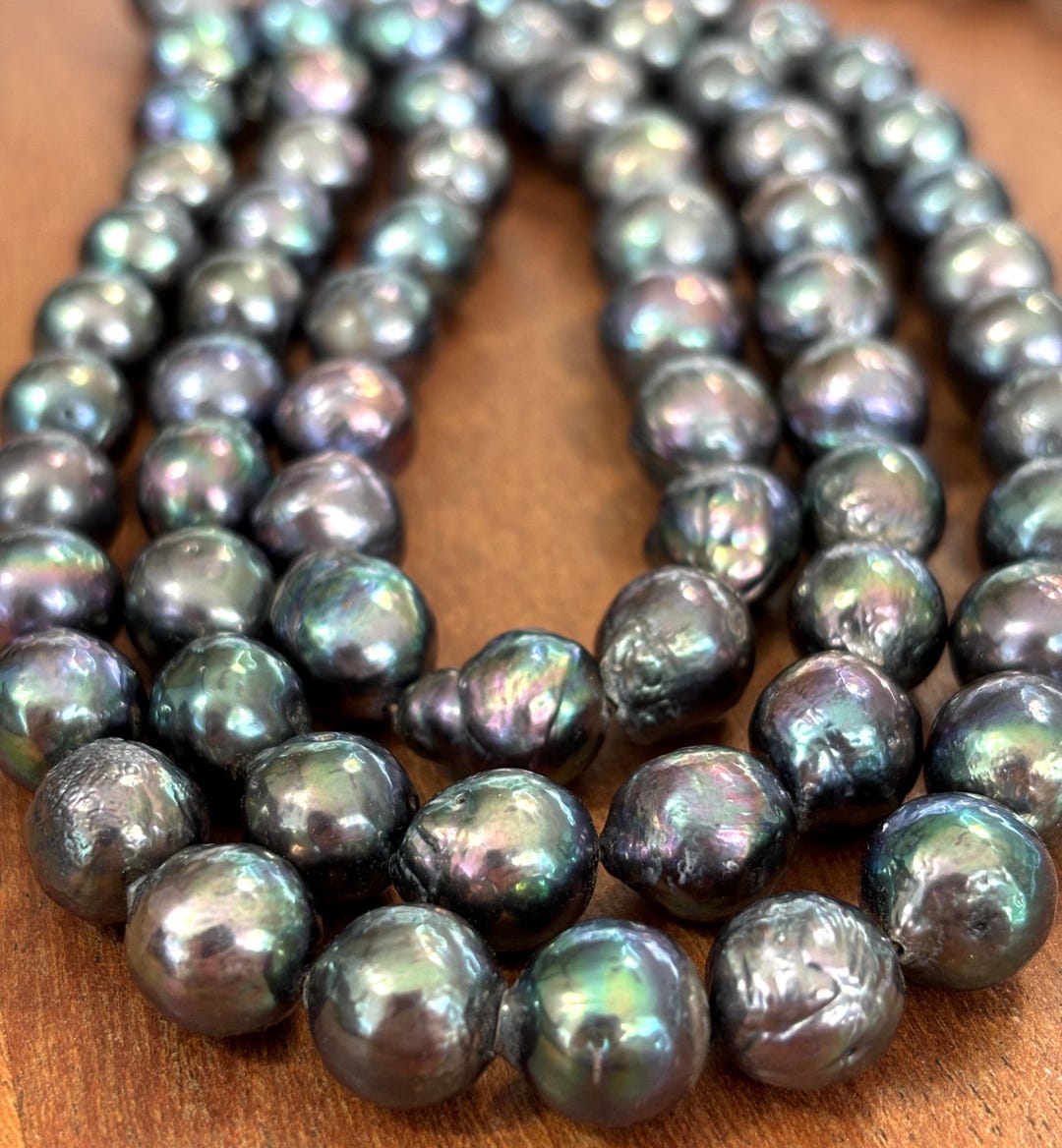 LAST ONE Rare Deep Peacock Edison Flame Ball Pearls Large Metallic ...