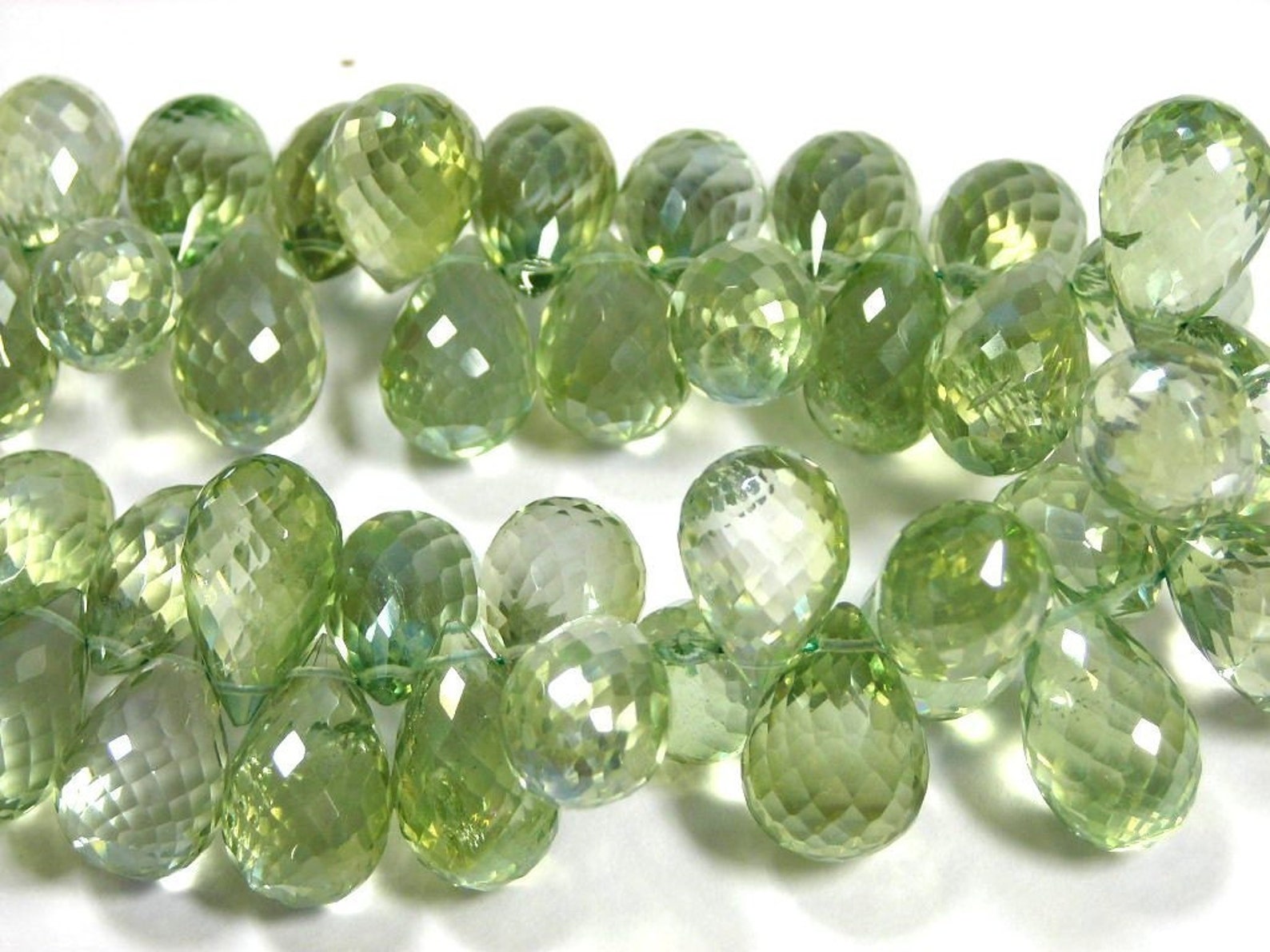 Mystic Quartz GREEN Larger Faceted Drops 4 Pieces - Etsy